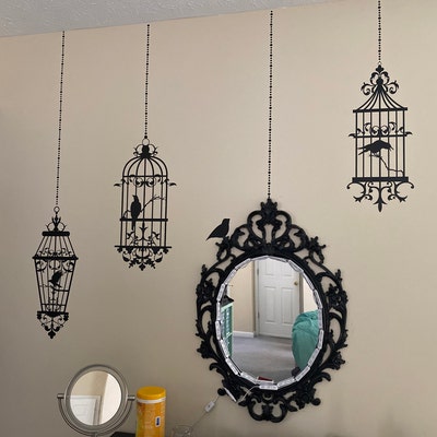 Gothic Home Decor, Goth Wall Decals, Vintage Style Birdcages With ...