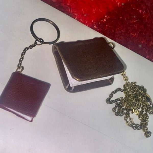 Mini Book Keychain, Tiny Book, Leather Journal, Leather Keychain - Etsy