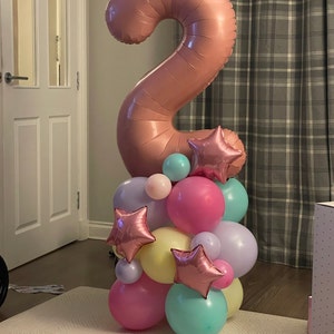 DIY Large 55 Pastel Birthday Balloon Sculpture, Pastel Coloured Balloon ...
