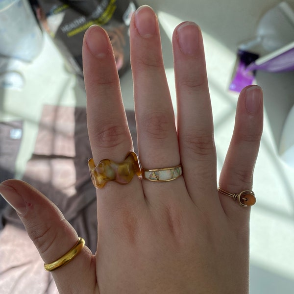 Tori Tortoise Shell Ring, Wavy Ring, Classic Tortoise Ring, Resin Ring ...