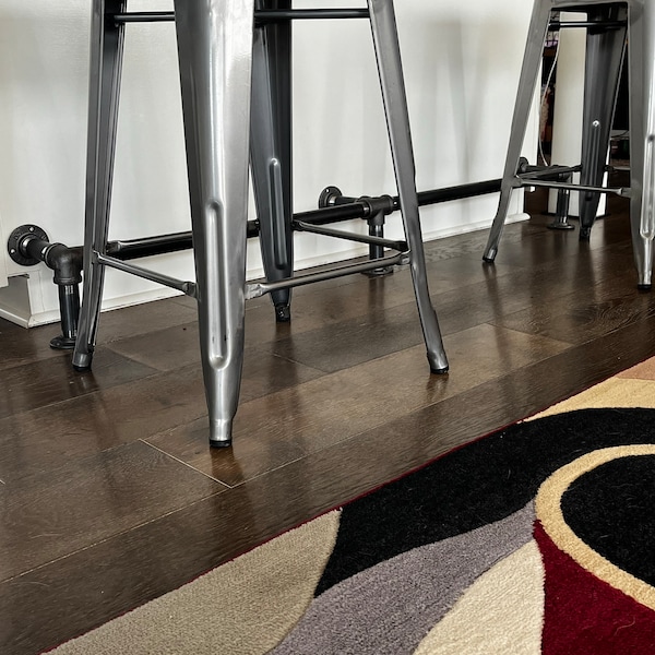 Industrial Pipe Bar Foot Rail Kit - 1” Pipe X 6" Tall X 6" Deep, Heavy ...