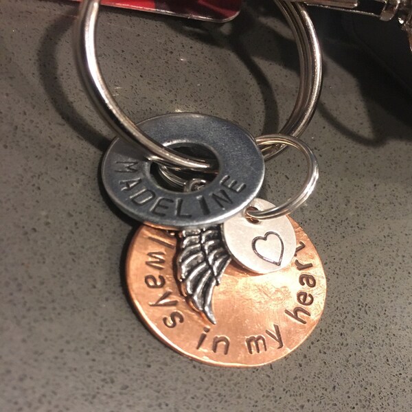 Memorial Gift Keychain - Loss of Loved One - Personalized Hand Stamped ...