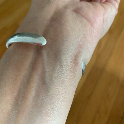 Wavy Antique Silver Open Cuff Bracelet, Sturdy Silver Abstract Cuff ...