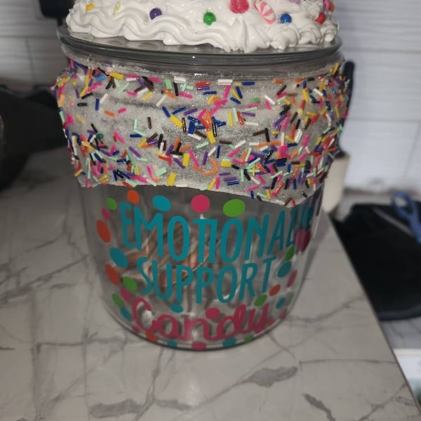 Personalized Funny Glass Candy Jar for Emotional Support, Custom Office ...