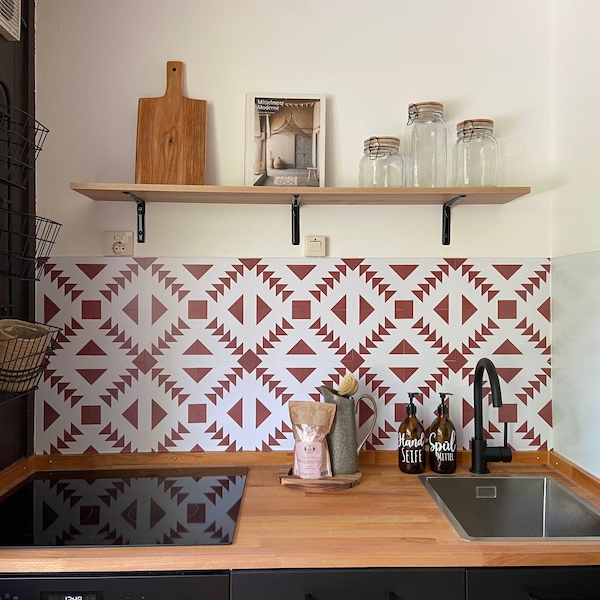 Red Earth Granada Tile Stickers, Peel & Stick, Tiles for Kitchen ...