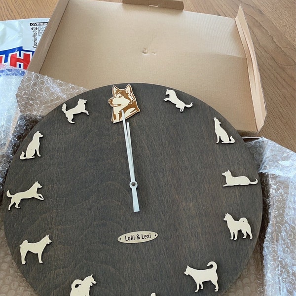 Husky Portrait Wood Clock | Family Dog Love | Husky Art Wall Decor ...