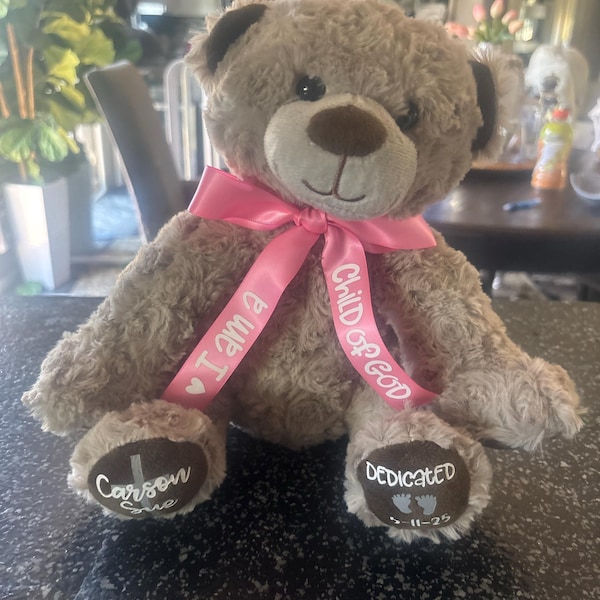 DEDICATION Teddy Bear, Personalized Dedication Stuffed Animal, Custom ...