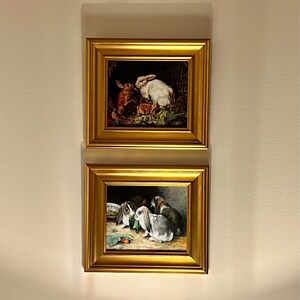 Framed Rabbits Oil Painting on Canvas Oil Painting Print on - Etsy
