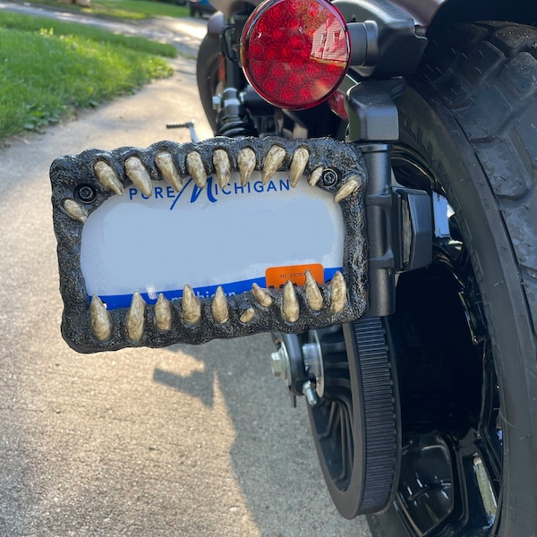 Creature Teeth Motorcycle License Plate Frame Anime Horror - Etsy