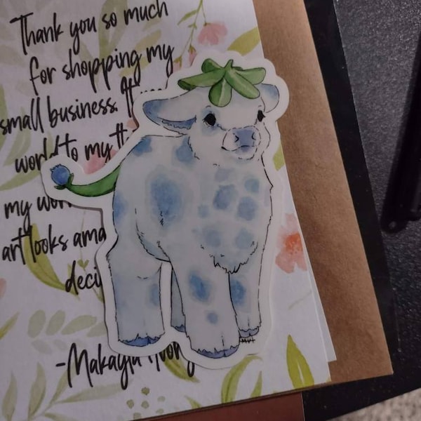 Blueberry Cow Sticker - Etsy