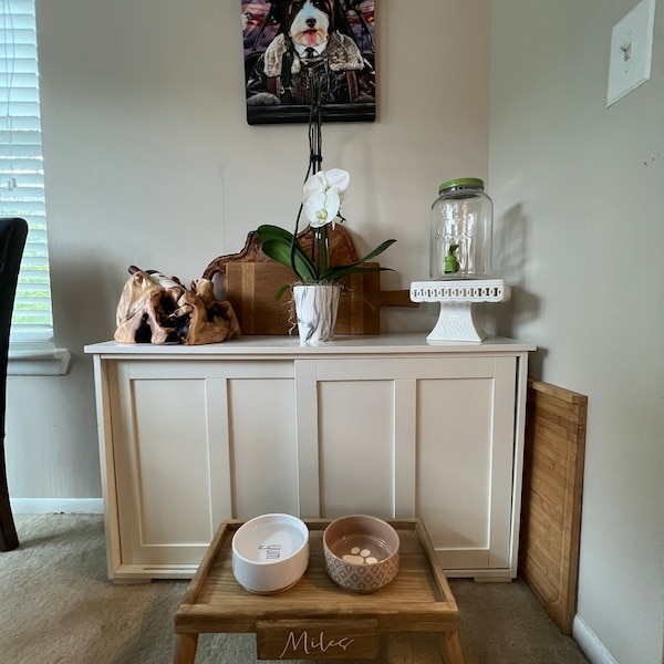 Dog Food Table Stand | Dog Dinner Table | Elevated Rustic Farmhouse Dog ...