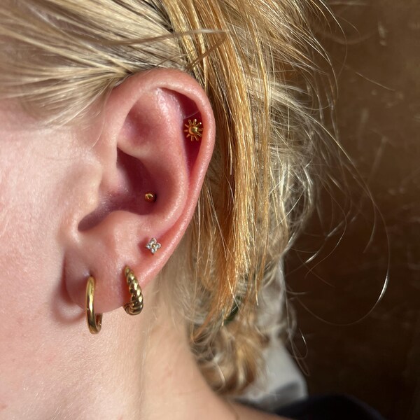 20G/18G/16G Titanium Sun Threadless Push Pin Labret, Flat Back Earrings ...