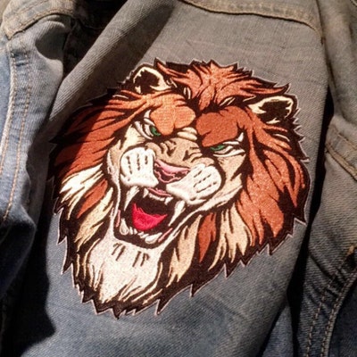 Lion Patch Biker Patch Embroidered Patch Iron on Patch Large - Etsy