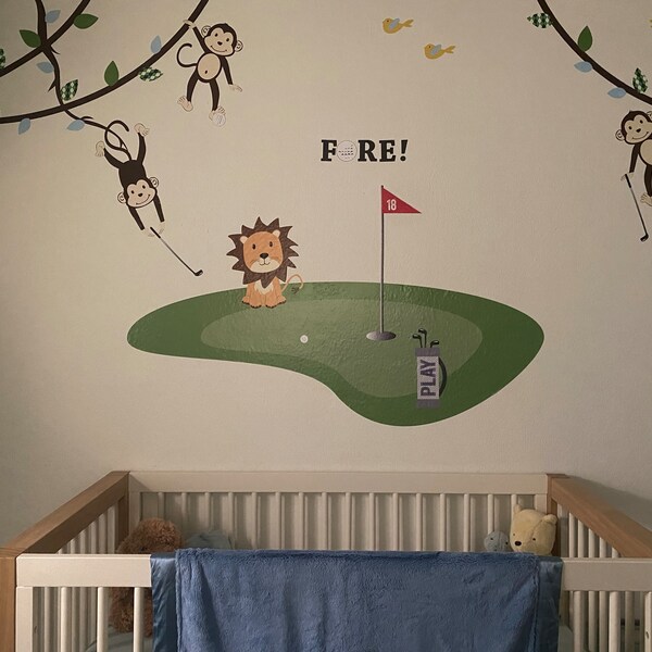 Peel and Stick Golf Decal, Playroom Golf Decor, Repositionable Wall ...