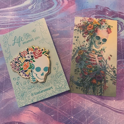 Life Flower Skeleton Hard Enamel Lapel Pin Skull - Etsy