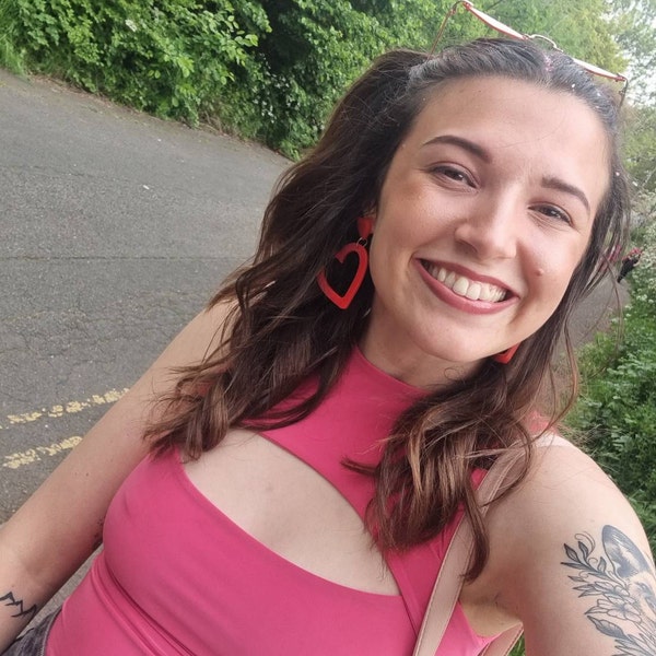 XL HEART Outline Earrings Dangle Earrings Laser Cut Red Acrylic Love ...