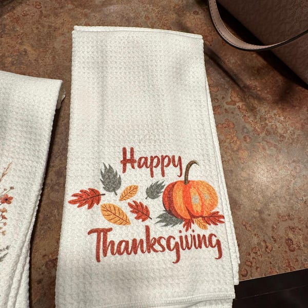 Pumpkin Flour Sack Towel Fall Kitchen Towel Tea Towel Dish Towel Fall ...