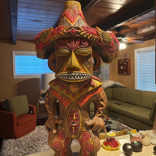 GREEN Moai Hanging Lamp Tiki Room Bar Light Lava Light Neon Easter ...