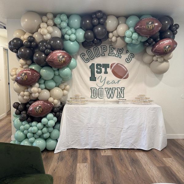 Personalized Football 1st Birthday Backdrop Sign, First Year Down - Etsy