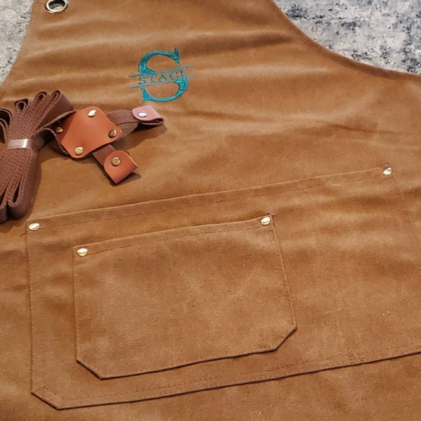 Personalized Bar Apron, Canvas Workshop Apron With Pockets, Custom Gift ...