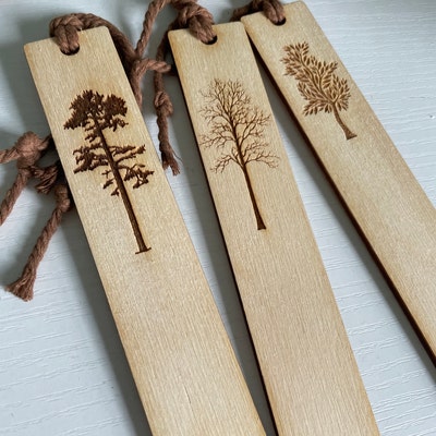 Tree Bookmarks, Set of Three, Bookmark, Wood,, Wood Bookmark, Gift ...