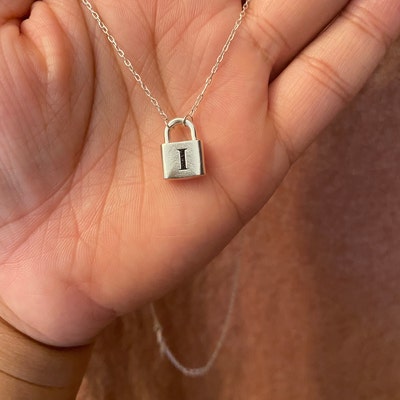 Initial Padlock Necklace the Lock Initial Pendant Necklace - Etsy