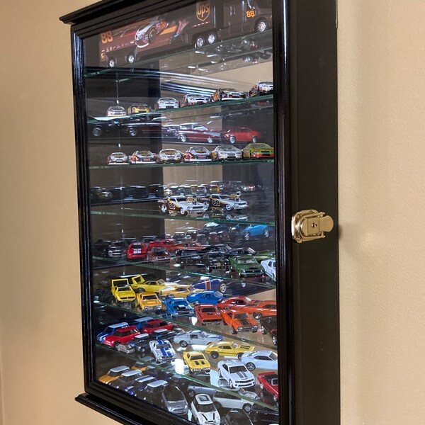 7 Adjustable Shelves Mirror Back 1/64 Diecast Model Cars Display Case ...