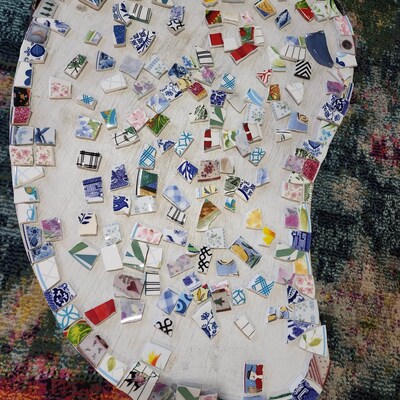 100 Piece Set of Patchwork Hand Cut Broken Plate Mosaic Tiles in a ...