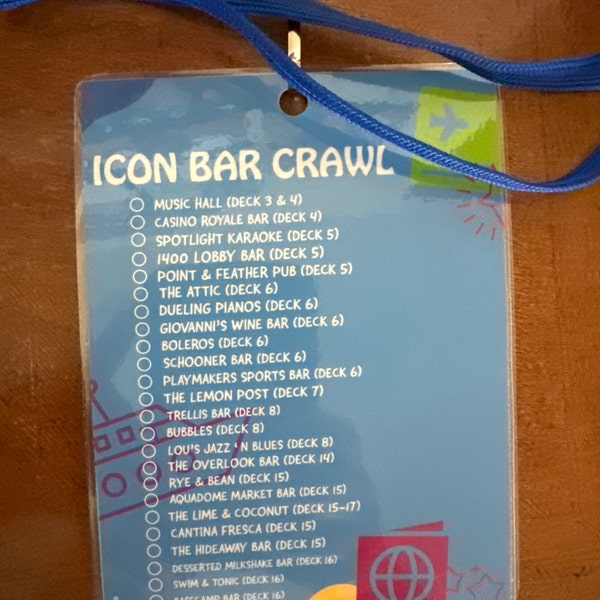 Utopia of the Seas Bar Crawl Checklist Digital PDF Download - Etsy