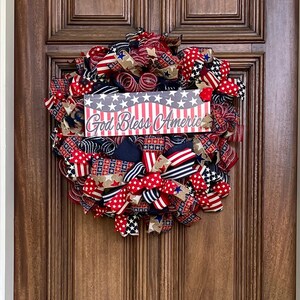 Patriotic Wreath for Front Door Veterans Day Wreath - Etsy