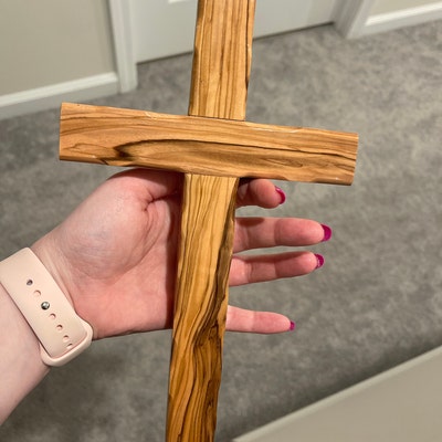8 Inch Wooden Cross for Wall Décor Olive Wood Crucifix Made in the Holy ...