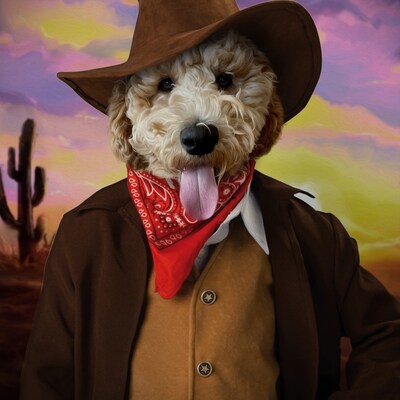 Custom Cowboy Pet Portrait . Custom Cowboy Animal Portrait . Cowboy ...