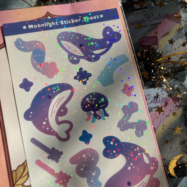 Moonlight Glitter | Sticker Sheet, Glitter Sticker Sheet, Glitter ...