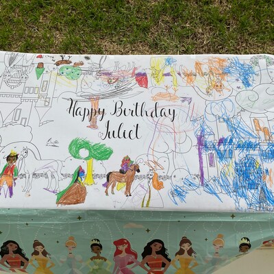 Prince and Princess Themed Birthday Party Personalized Coloring Table ...