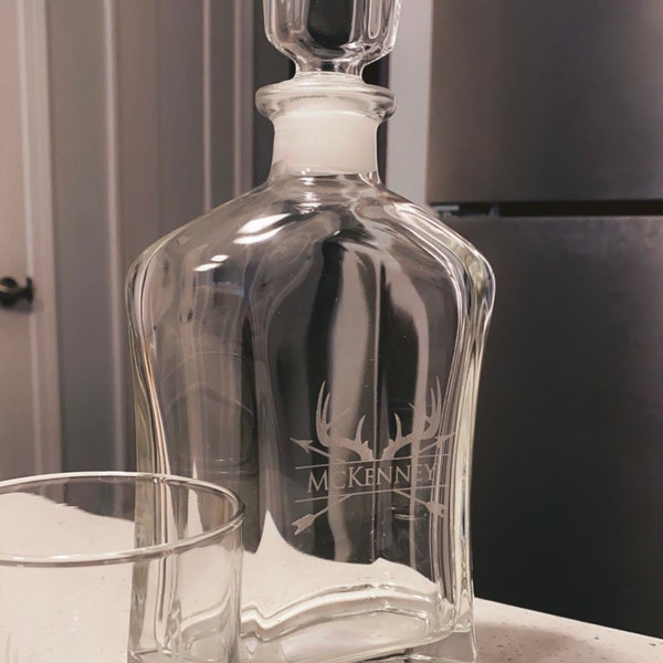 Deer Antler Decanter Set: Personalized Whiskey Glasses, Hunting Gift - Etsy