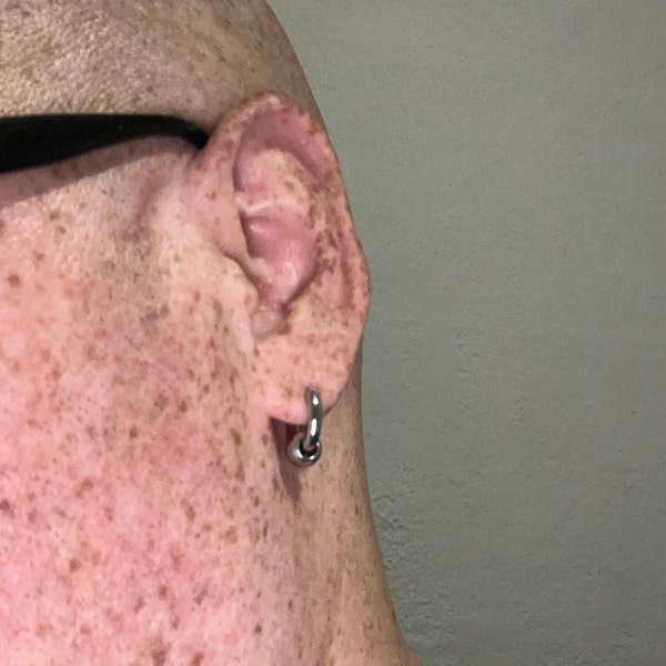 Diamond Stud Earrings, Extra Long Post, for Thick Earlobes, Mens CZ ...