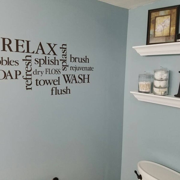 Wall Decal Bathroom Decor Sign - Bathroom Subway Art - Bathroom Collage ...