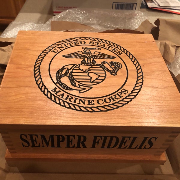 Personalized Marine Corps Letter Keepsake Box - Engraved Wood Box ...