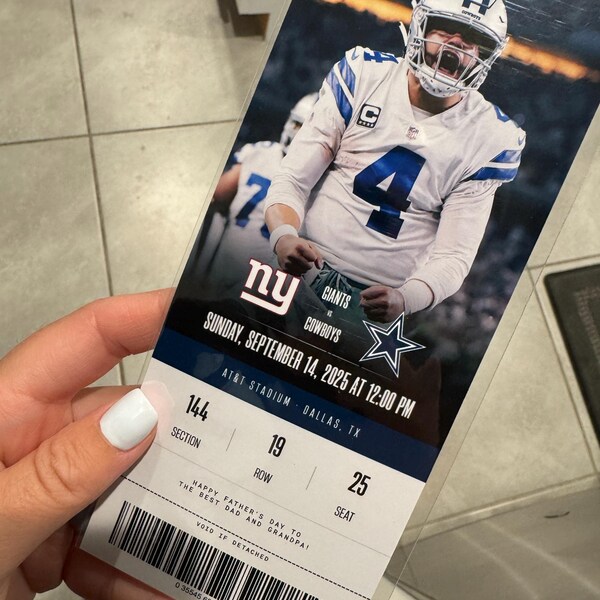 Physical Custom Football Game Ticket, Personalizable Printed Tickets to ...