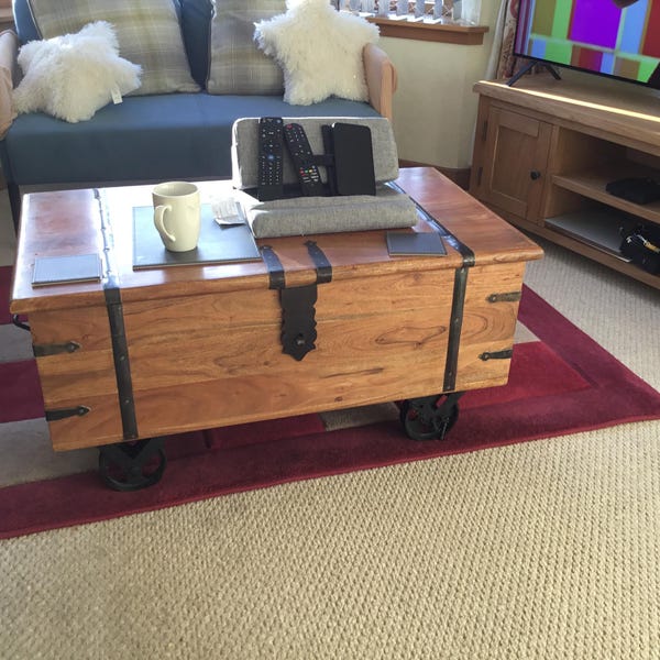 Acacia Wood Hand Carved Chest Coffee Table - Etsy UK