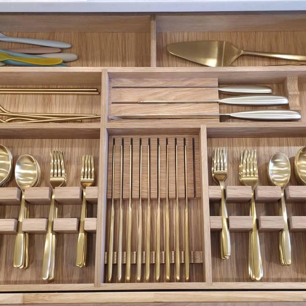 Custom Kitchen Drawer Organizer With Individual Cut Outs for Utensils ...