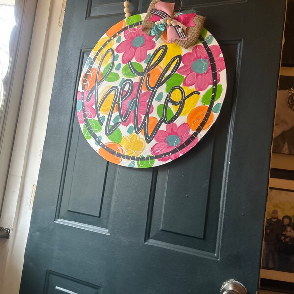 Spring Wood Door Hanger, Summer Wood Door Hanger, Bright Cheery Door ...