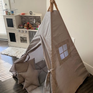 Teepee for Kids Customized From Cotton Plain Gray, Teepee Tent for ...