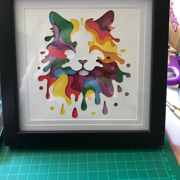 3d Cat, Shadow Box Templates / SVG for Cardstock / 3D Cat Shadow Box ...