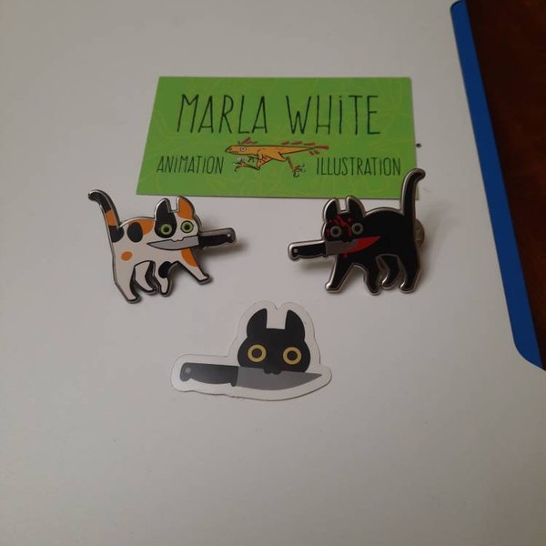 Calico Knifecat Enamel Pin - Etsy