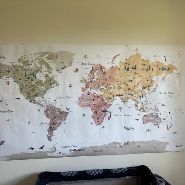Pastels Educational World Map Wall Decal | Playful Nursery Decor | Kids ...