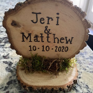 Personalized Wood Slice Cake Topper Rustic Wedding Cake Topper Woodland ...