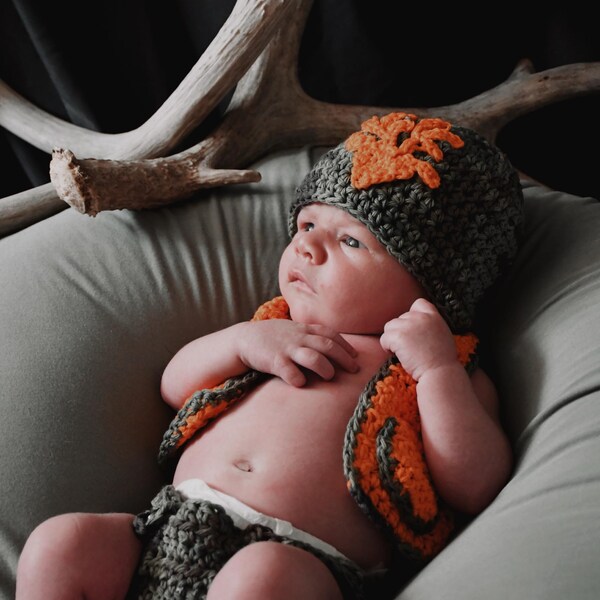 Newborn Camo Hat, Diaper Cover and Hunting Vest, Deer Hunter Outfit ...