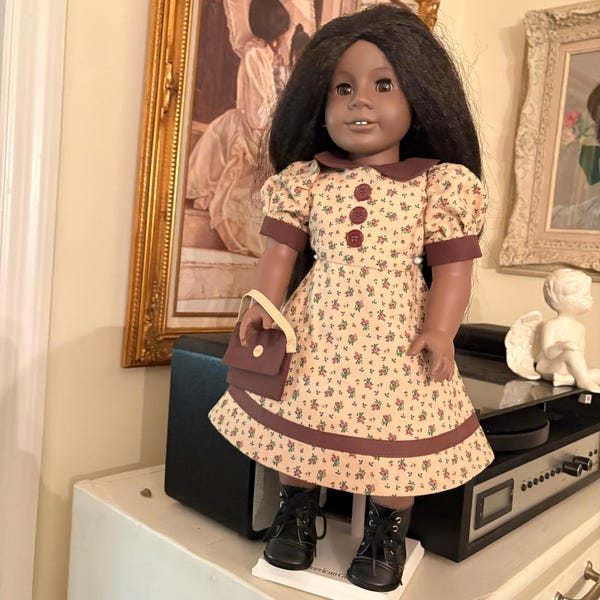 Handmade Prairie Style 18" Doll Dress With Bonnet "prairie Flowers ...