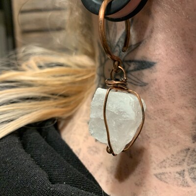 10 Gauge Ear Weights Blue Quartz Tunnel Hangers - Etsy